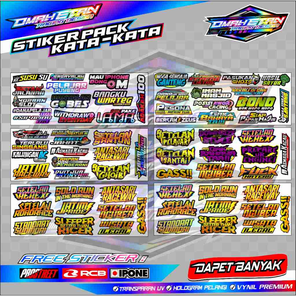 Jual STICKER PACK KATA-KATA RACING / STICKER RACING / STICKER MOTOR / STICKER HELM / STICKER ...