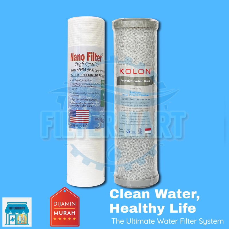 Jual PAKET SPAREPART FILTER AIR 2 TAHAP 10 INCH / REFILL FILTER 2 TAHAP ...