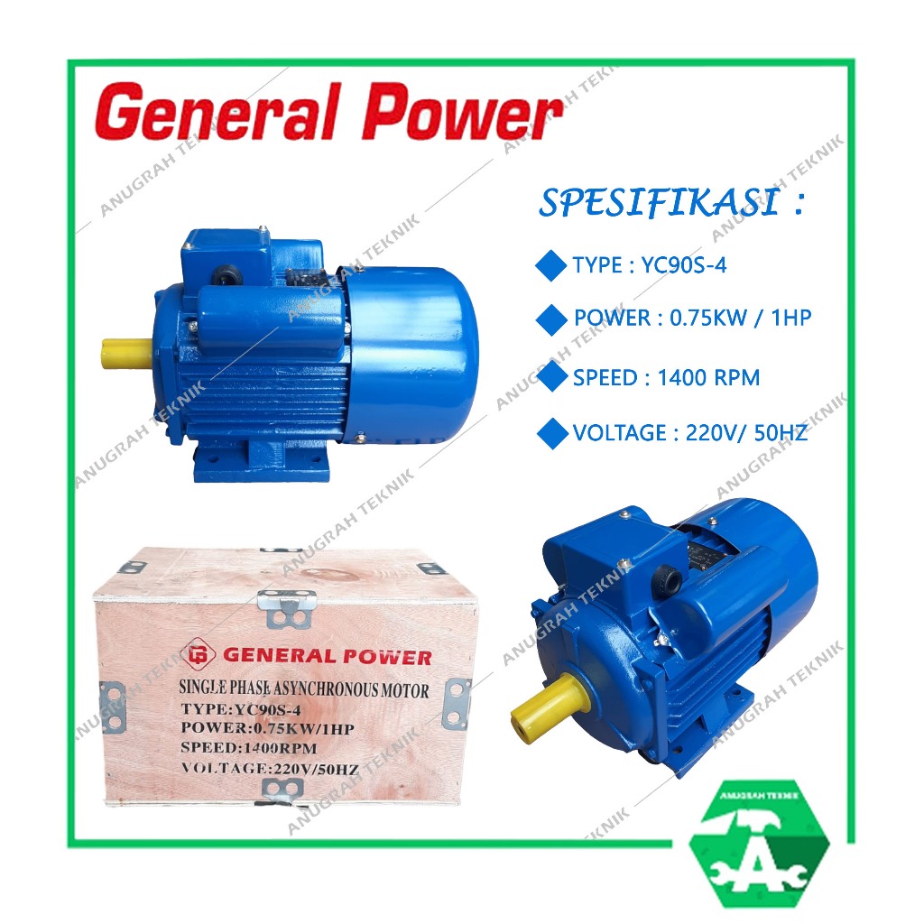 Jual GENERAL POWER Dinamo 1 Phase 4 Phole / Dinamo Elektro 1HP Mesin ...