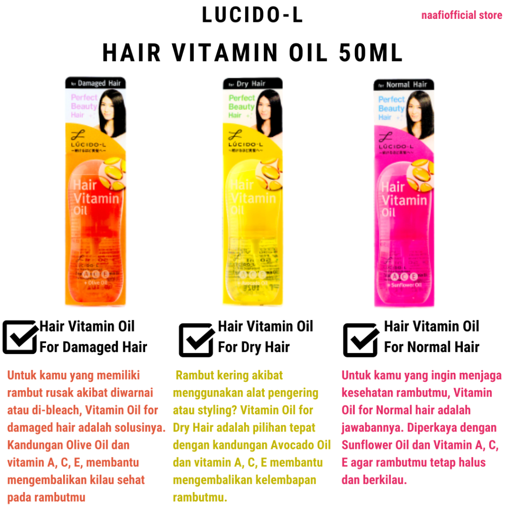 Jual LUCIDO-L Hair Vitamin Oil 50ml | Triple Beauty Vitamin oil | Hair Care | Vitamin rambut ...