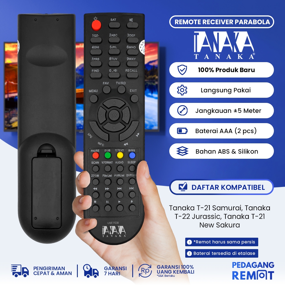 Jual Remote STB Tanaka T-2122 Samurai / Remot Set Top Box Receiver Parabola Tanaka T-22 Jurassic ...