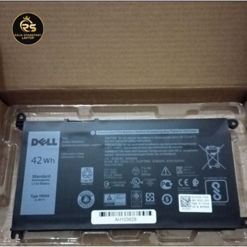 Jual Baterai Laptop Vostro 14 3000 3400 Yrdd6 Original | Shopee Indonesia
