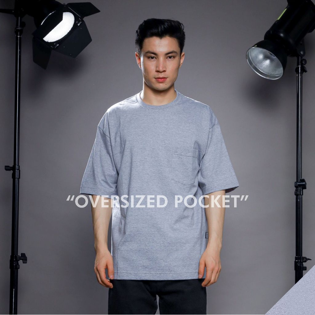 Jual REASER Oversize Tees Kaos Polos Saku - Misty Grey (Abu Misty ...