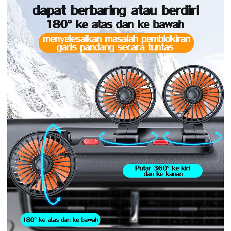 Jual SEVENBUS Kipas angin mobil 12/24volt Tiga roda gigi penyesuaian ...
