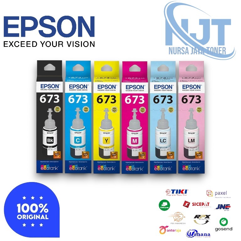 Jual Tinta EPSON 673/T6731/L800 (B C M Y LC LM) | Shopee Indonesia
