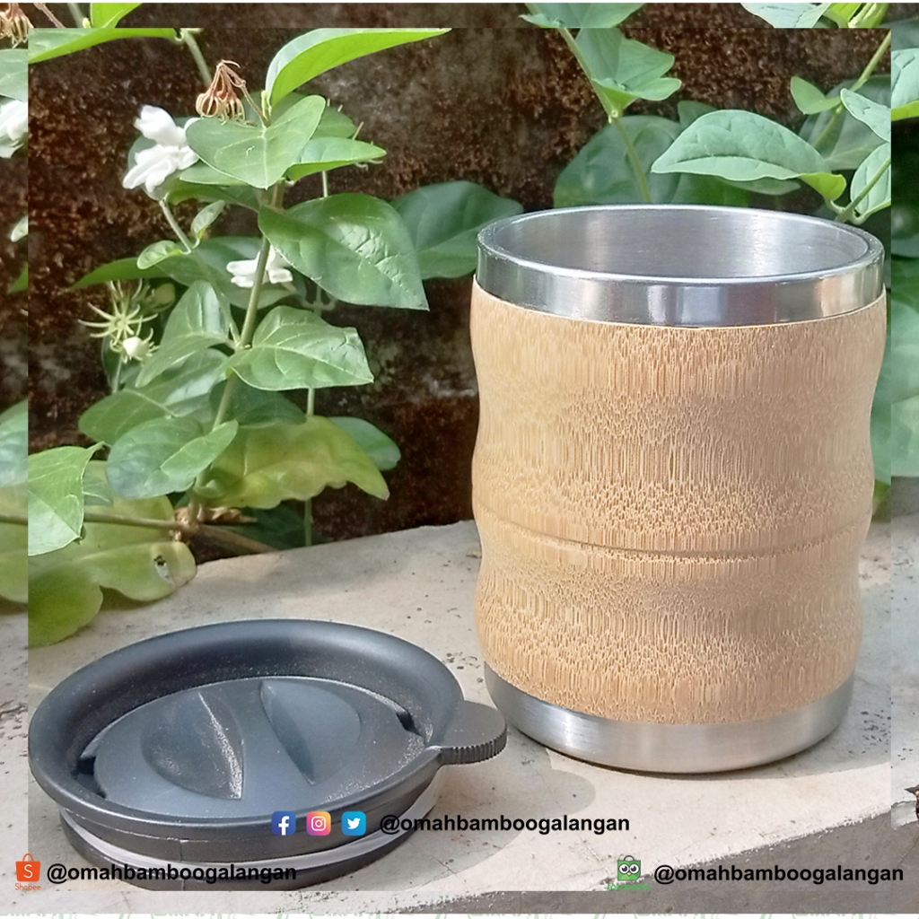 Jual Mug Gelas Bambu Stainless 450ml Ukuran Jumbo, Souvenir Gelas Mug ...