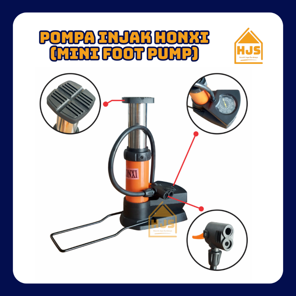 Jual [HJS] Pompa Injak Honxi / Pompa Ban Mini Foot Pump Portable High Pressure Pompa Angin Kaki ...