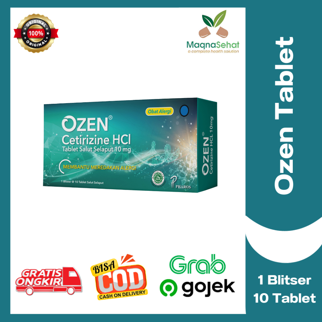 Jual Ozen Tablet 10mg | 1 box@10tablet | membantu meredakan alergi ...