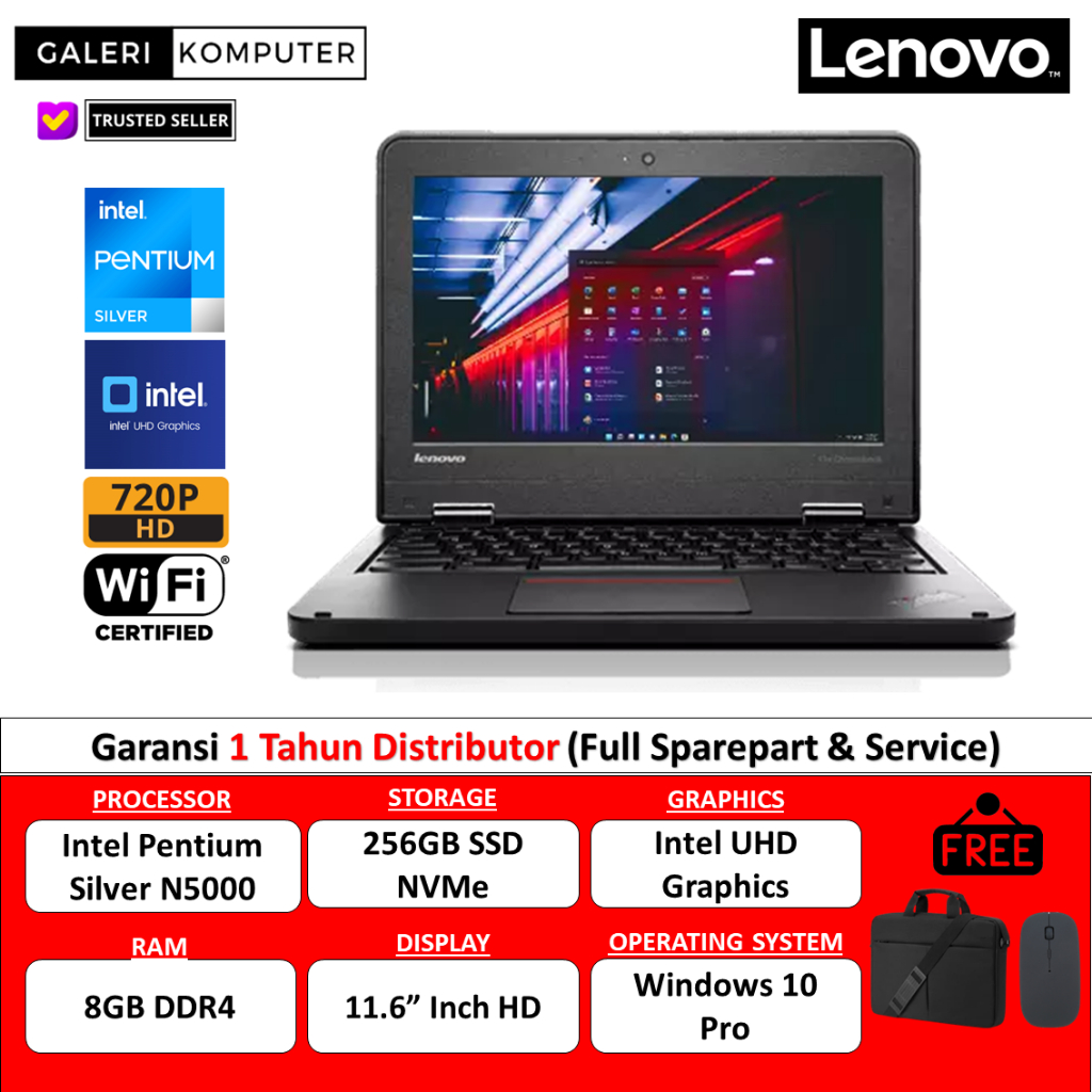 Jual Laptop Lenovo Thinkpad 11E Intel Pentium N5000 8GB 256GB Windows ...
