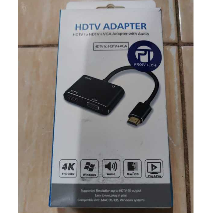 Jual Profftech Converter HDMI to HDMI & VGA ( 2 in 1 ) | Shopee Indonesia