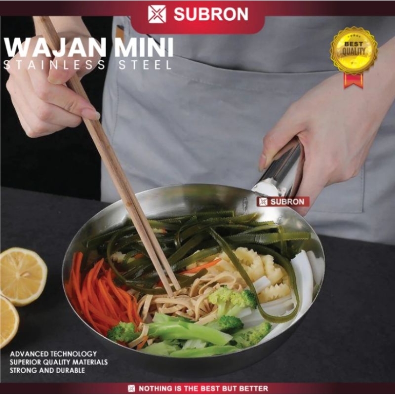 Jual Wajan MINI Subron GAGANG PENDEK 25cm Stainless Wok Kuali ...