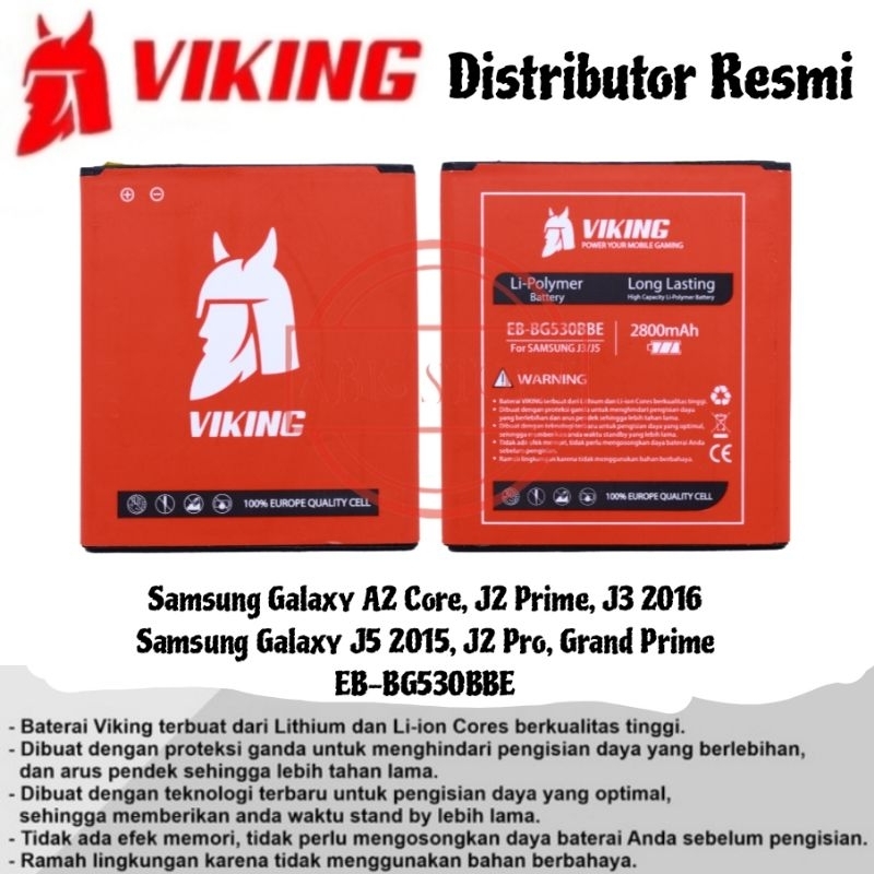 Jual Baterai VIKING Samsung A2 Core / J2 Prime / J3 2016 / J5 2015 / J2 Pro / Grand Prime EB ...