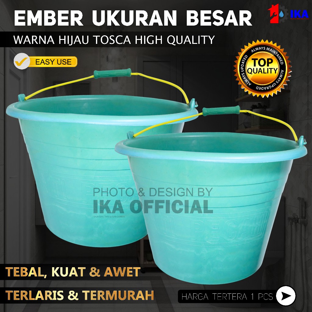 Jual Ember Plastik WARNA JUMBO BESAR & KECIL TOSCA HIJAU Ember Cor Anti ...