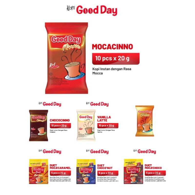 Jual Good Day Kopi Instant 3 in 1 Bag (10 sachet @20gr) & Good Day Duet ...