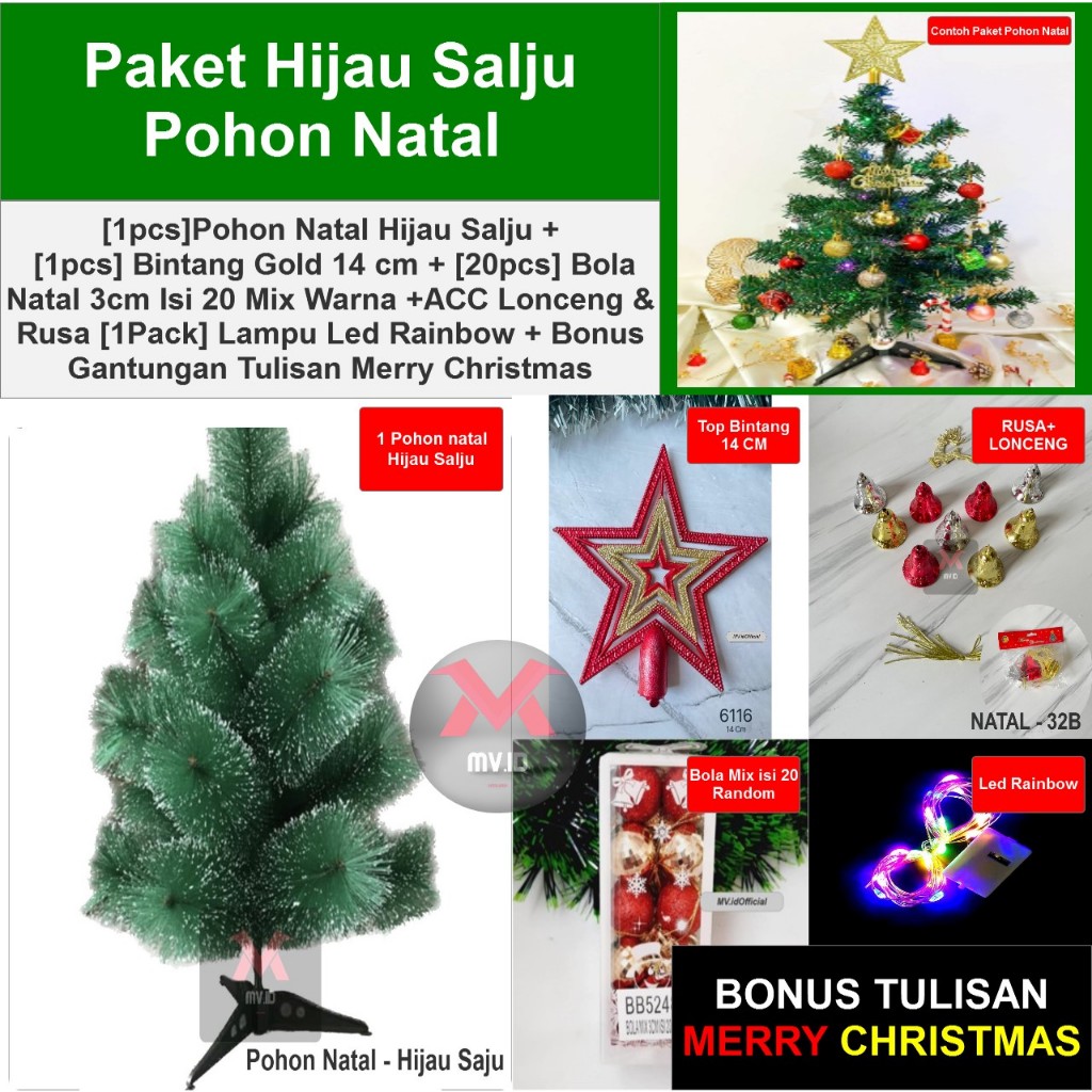 Jual MVCollection POHON NATAL PORTABLE POHON NATAL POLOS PVC DAN PINE ...