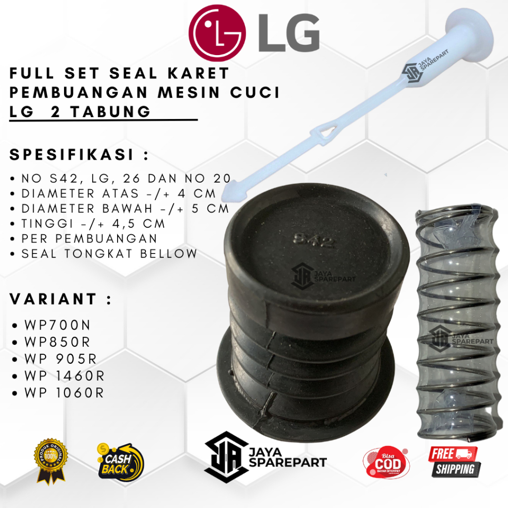 Jual Full Set Seal Karet Pembuangan Mesin Cuci LG 2 Tabung | Wp 700N ...
