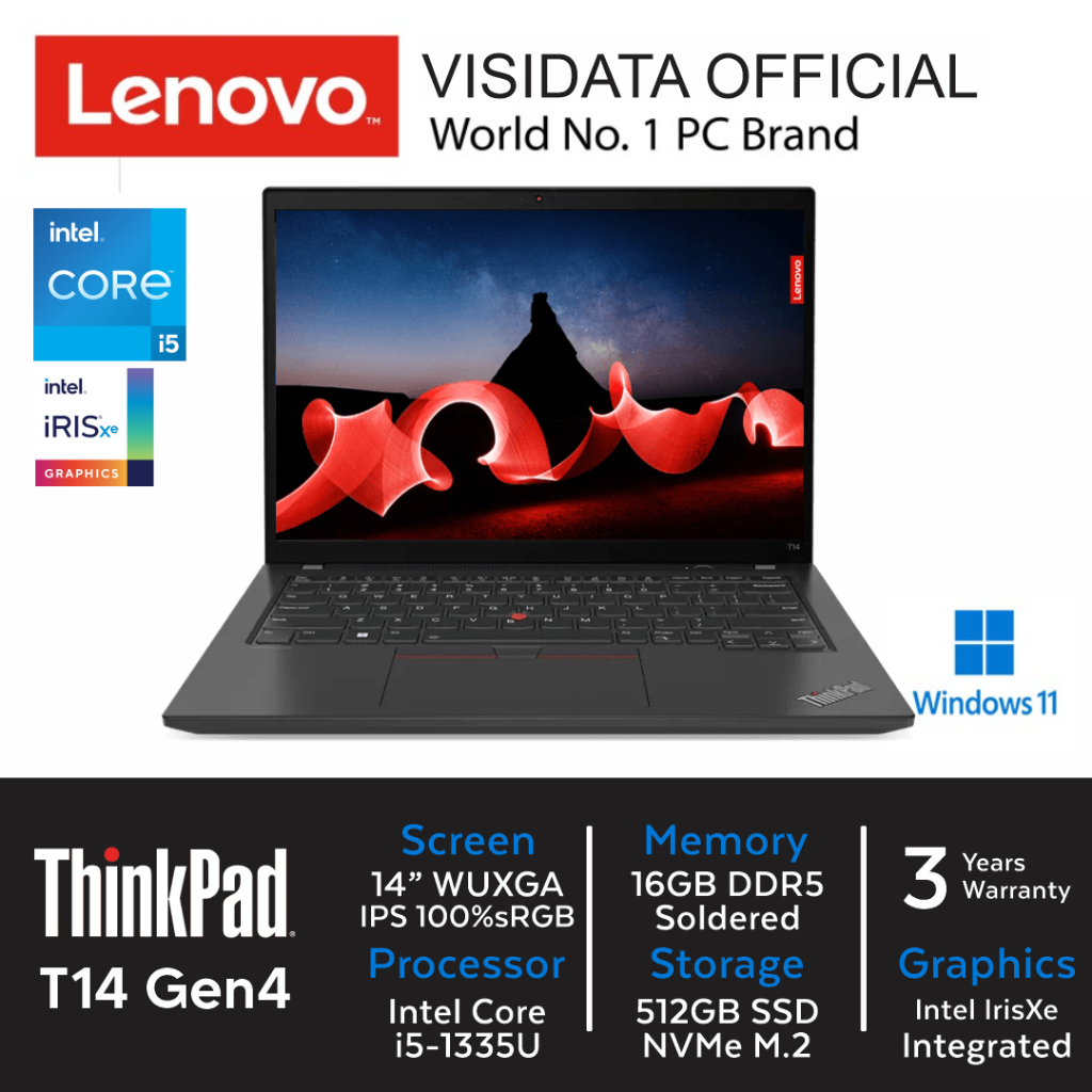 Jual Lenovo ThinkPad T14 G4 A8ID Intel i5-1335U 16GB 512GB 14"WUXGA W11 ...