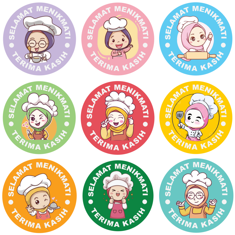 Jual Sticker Roll Tempat Makan Karakter Lucu 500 pcs 2.5 cm Stiker ...