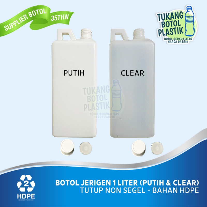 Jual Botol Jerigen HDPE Standar 1 Liter Kotak Tinggi Warna Clear ...