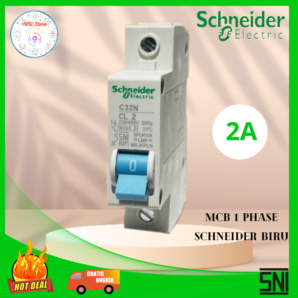 Jual MCB SCHNEIDER BIRU 1 PHASE 2A / 4A / 6A / 10A / 16A / 20A / 25A / 35A | Shopee Indonesia