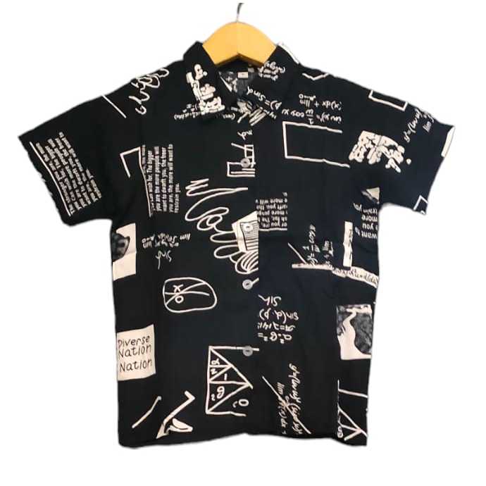 Jual KEMEJA ANAK UNISEX MOTIF MATEMATIKA HITAM BAHAN KATUN RAYON USIA 2 ...