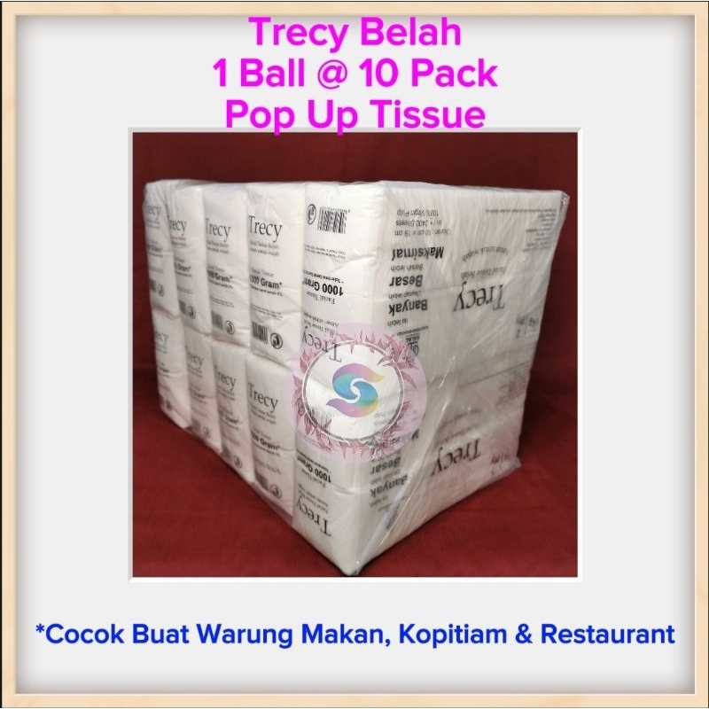 Jual [1 Ball @ 10 Pack] Tisu TRECY Pop Up/Belah Tissue 1 Kg 2 Ply 2400 ...