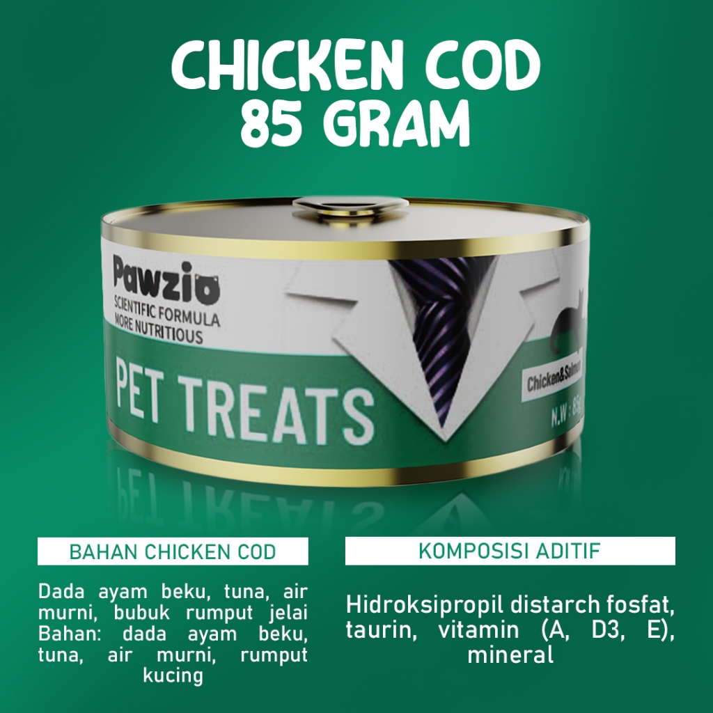 Jual PAWZIO WETFOOD Dengan suwiran daging dada ayam asli, potongan ikan ...