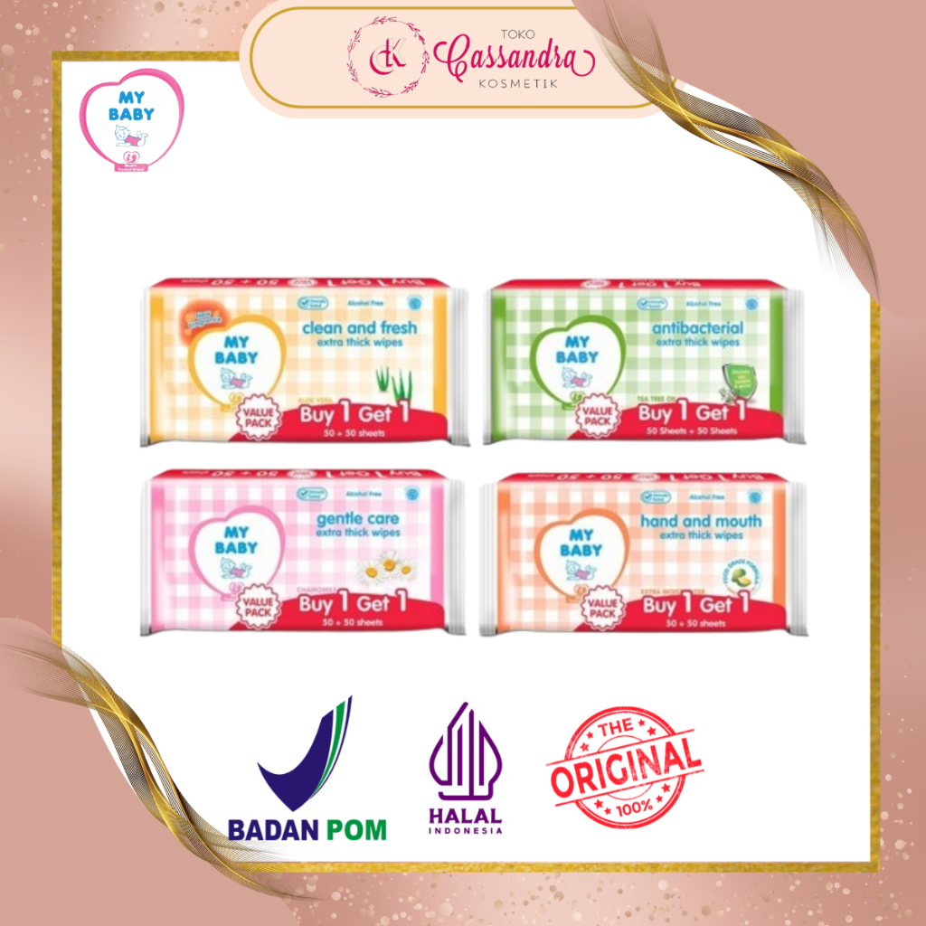 Jual MY BABY EXTRA CARE WIPES TISU BASAH (50+50 SHEETS) | Shopee Indonesia