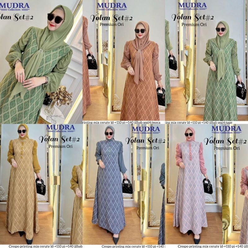 Jual Yolan Set #2 by Mudra Collection / Maxi Dress Crepso Printing mix ...