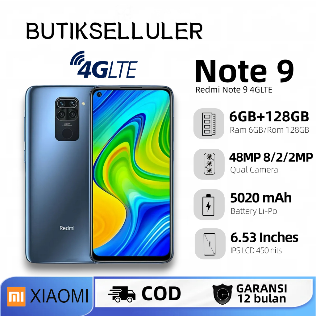Jual Xiaomi REDMI NOTE 9 4GB/128GB 48MP CAMERA 6.53 Inch Layar ...