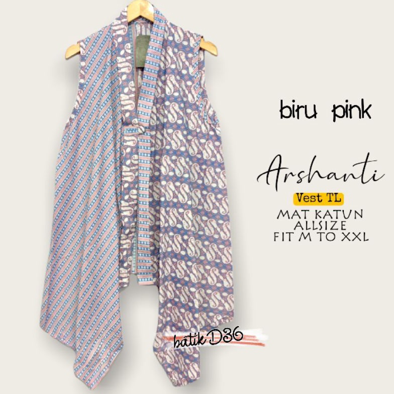 Jual Vest jumbo tanpa lengan katun halus arshanti Baju luar motif batik ...