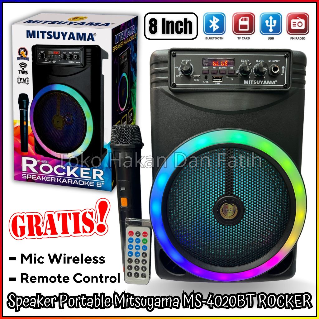 Jual SPEAKER BLUETOOTH MITSUYAMA MS-4020BT ROCKER 8 INCH FREE MIC WIRELESS KARAOKE + REMOTE ...