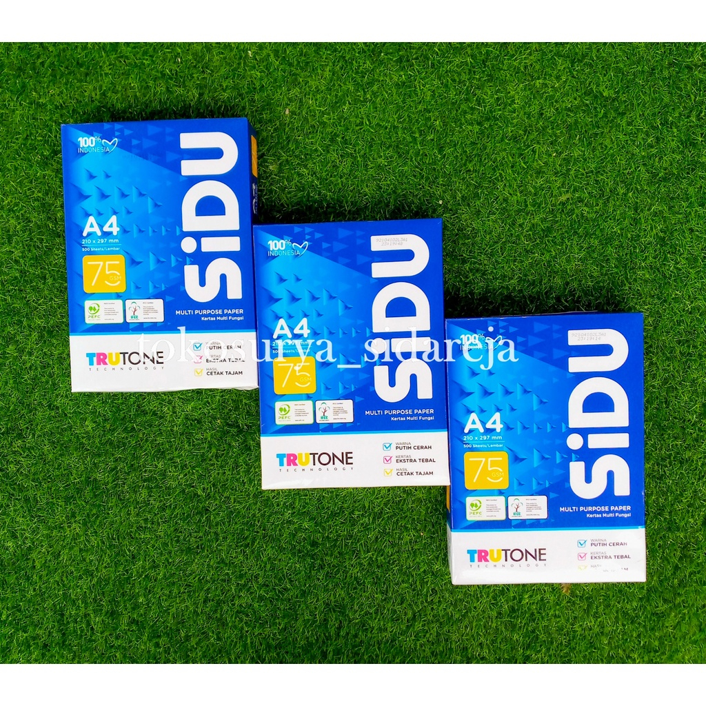 Jual KERTAS HVS SIDU A4 75 GRAM ORIGINAL / KERTAS HVS A4 75 GSM SIDU / HVS SINAR DUNIA / KERTAS ...