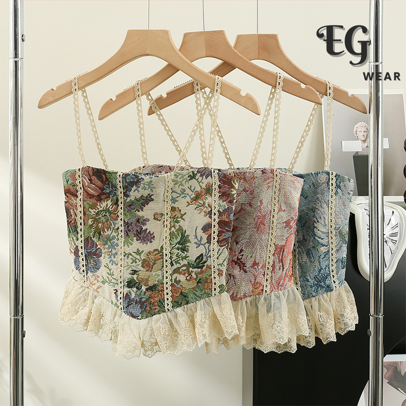 Jual [EG.ootd] - 067 French retro oil painting style floral camisole ...