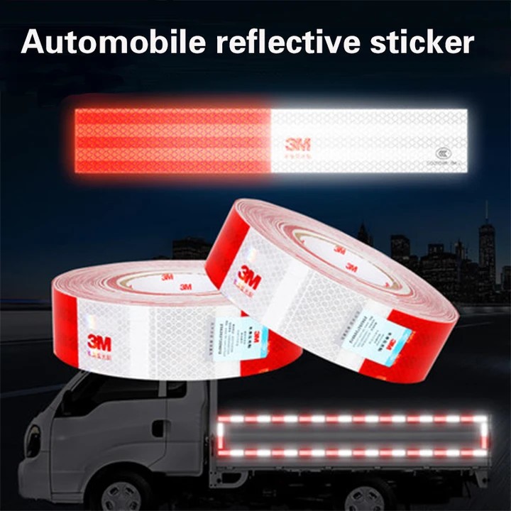 Jual Sticker Reflektor 45meter X 5cm Warning Tape Kir Mobil Truk Merah ...