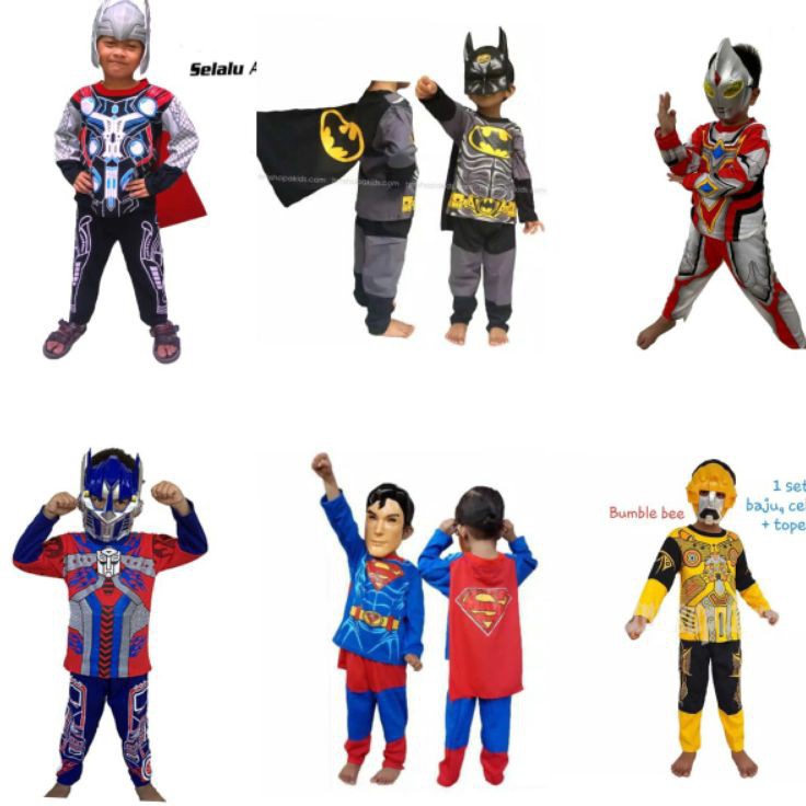 Jual KOSTUM BAJU SUPERHERO ANAK SUPERMAN BATMAN SAYAP BUMBLEEBEE ...