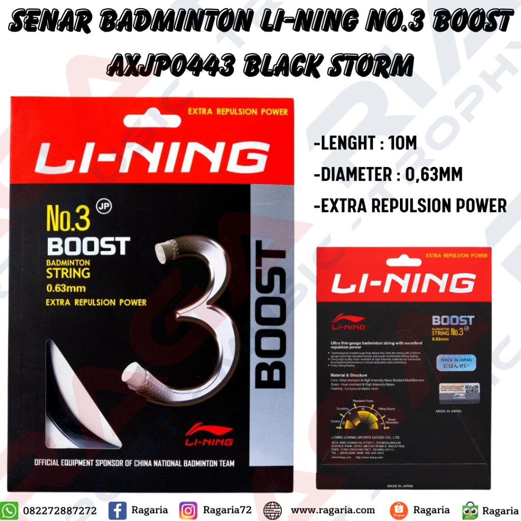 Jual LINING NO 3 BOOST SENAR BADMINTON ORIGINAL | Shopee Indonesia