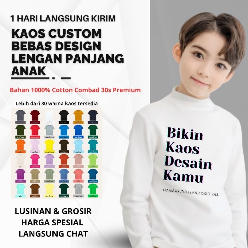 Jual KAOS ANAK LENGAN PANJANG CUSTOM BEBAS DESIGN | KAOS KIDS LENGAN ...