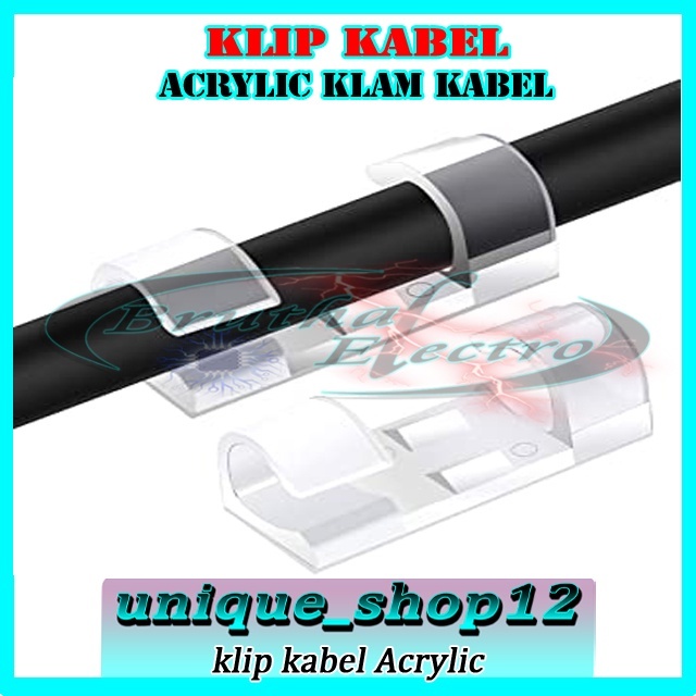 Jual Klam Kabel Acrylic Cable Clip Transparan Klip Kabel Bening ...