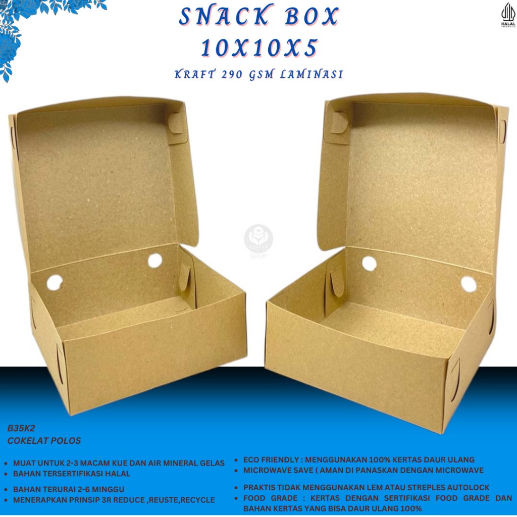Jual Dus 10x10x5 Dus Roti Snack Box Dus Roti (B35K2-10X10X5 Cm ...