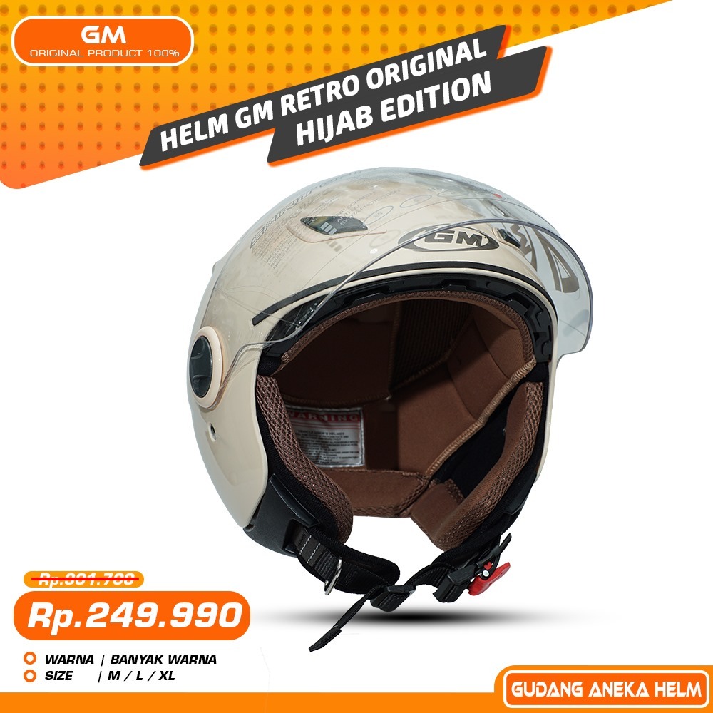 Jual Helm GM Wanita Venus Hijab Solid Abu Abu Original 100% Asli SNI ...