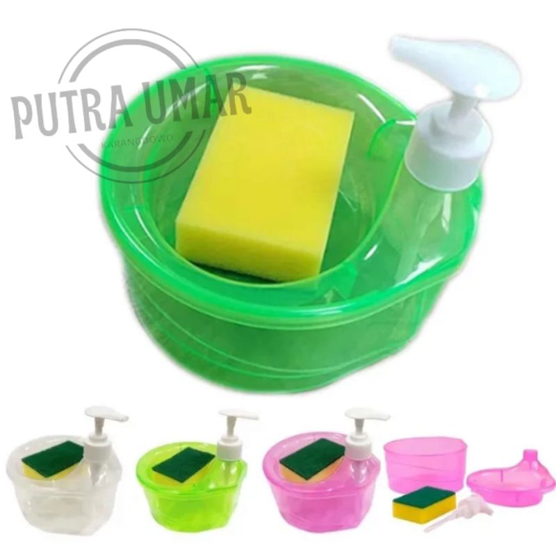 Jual Free Sponge WADAH PUMP TEMPAT SABUN CAIR CUCI PIRING BULAT SOAP ...