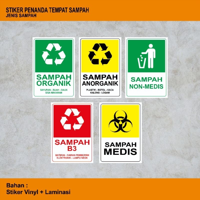 Jual STIKER PENANDA TEMPAT SAMPAH/JENIS SAMPAH Non Anorganik Medis ...