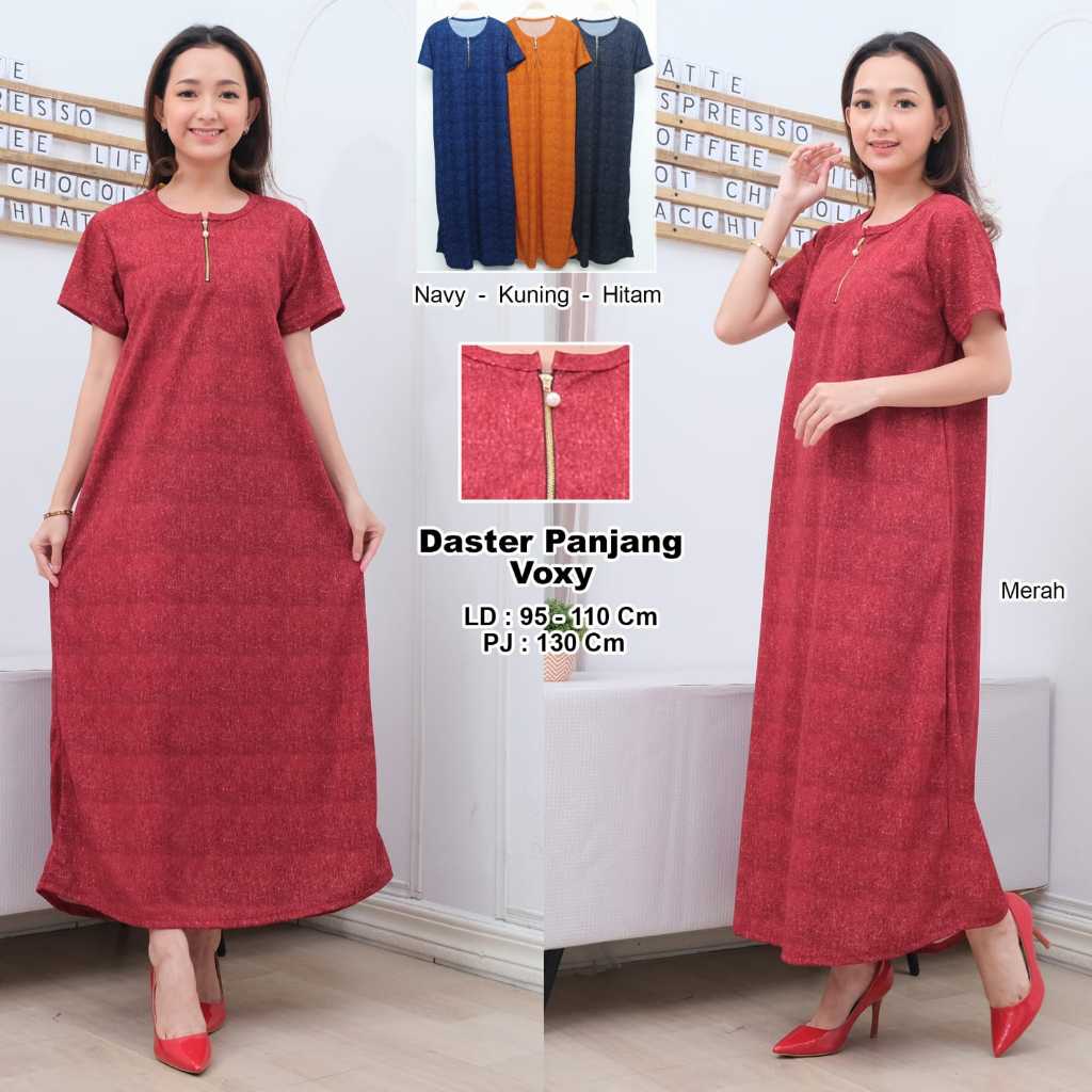 Jual Daster Busui Polos Bintik Voxi Adem Model Panjang / Daster Panjang ...