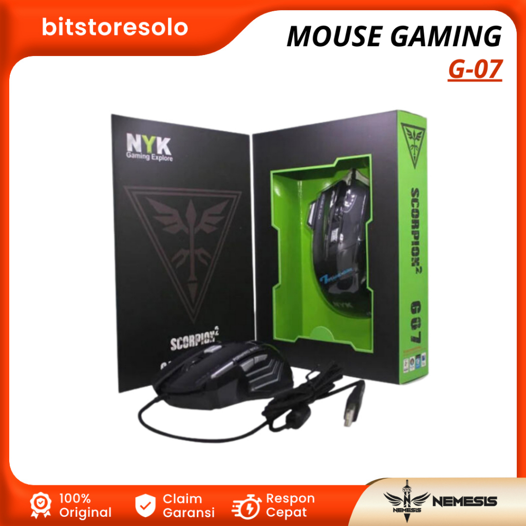 Jual Mouse Gaming NYK Nemesis G-07 G07 USB RGB LED Kabel Wired Double ...