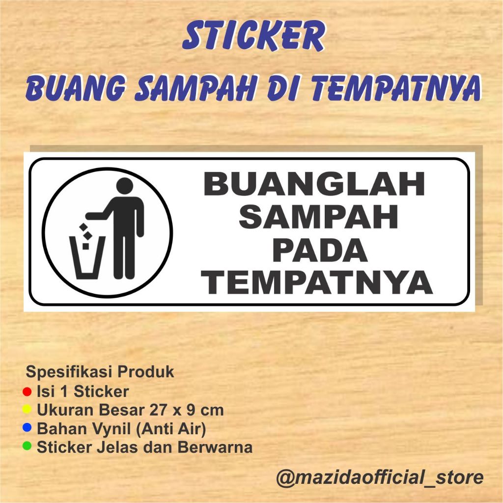 Jual Sticker Buang Sampah Di Tempatnya COD Ukuran Besar Anti Air ...