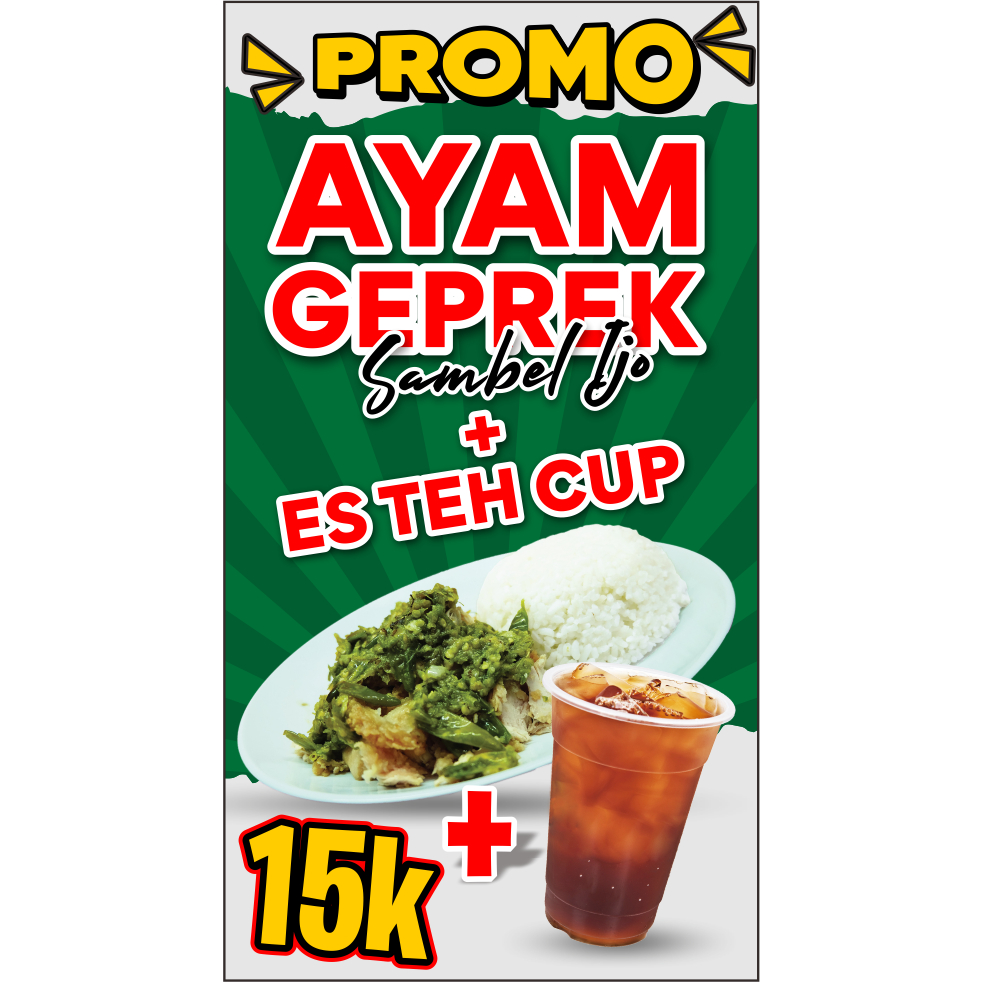 Jual banner promo ayam geprek desain custom ukuran 100cm x 65cm ...