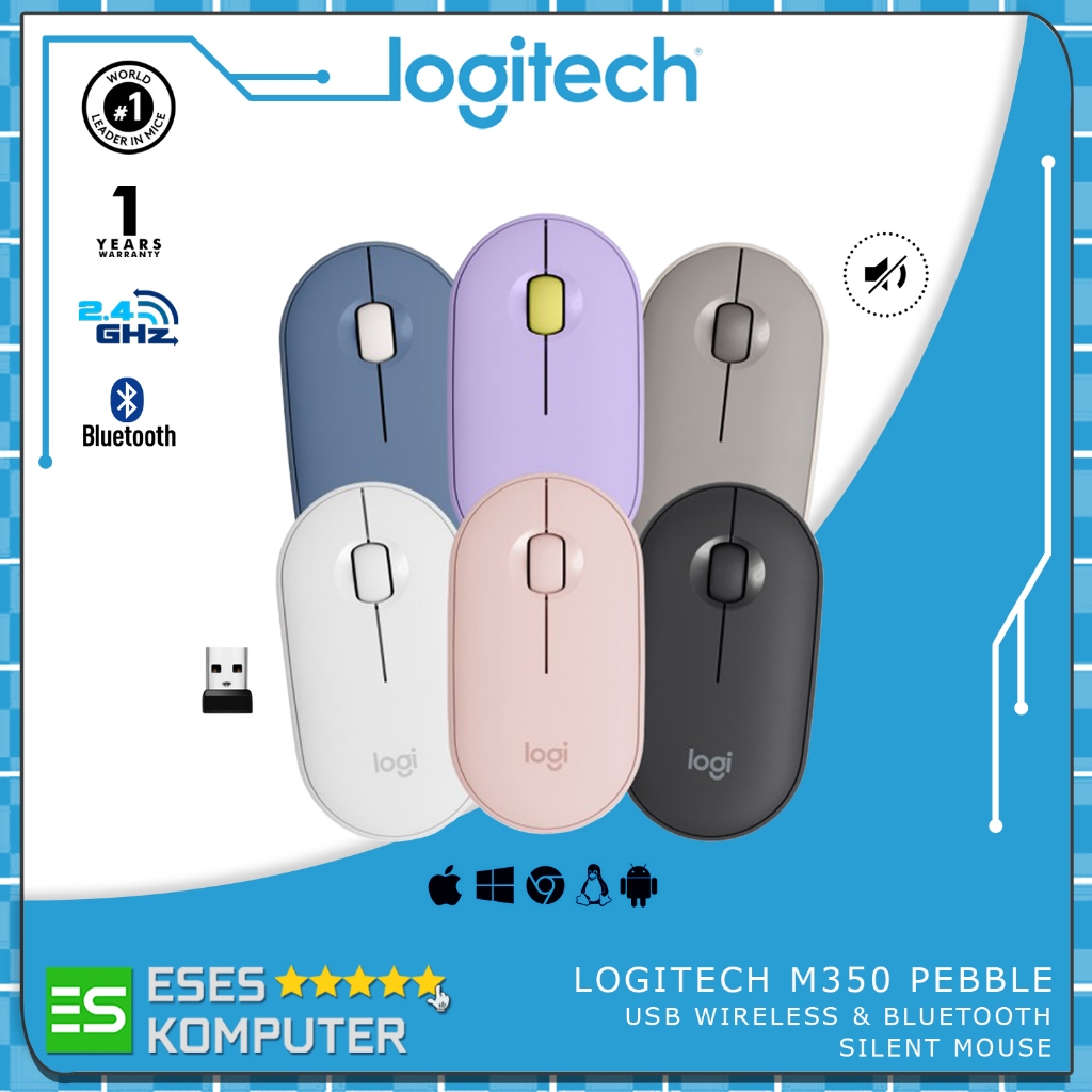 Jual Mouse Logitech Pebble M350 Wireless Bluetooth Slim Silent | Shopee ...