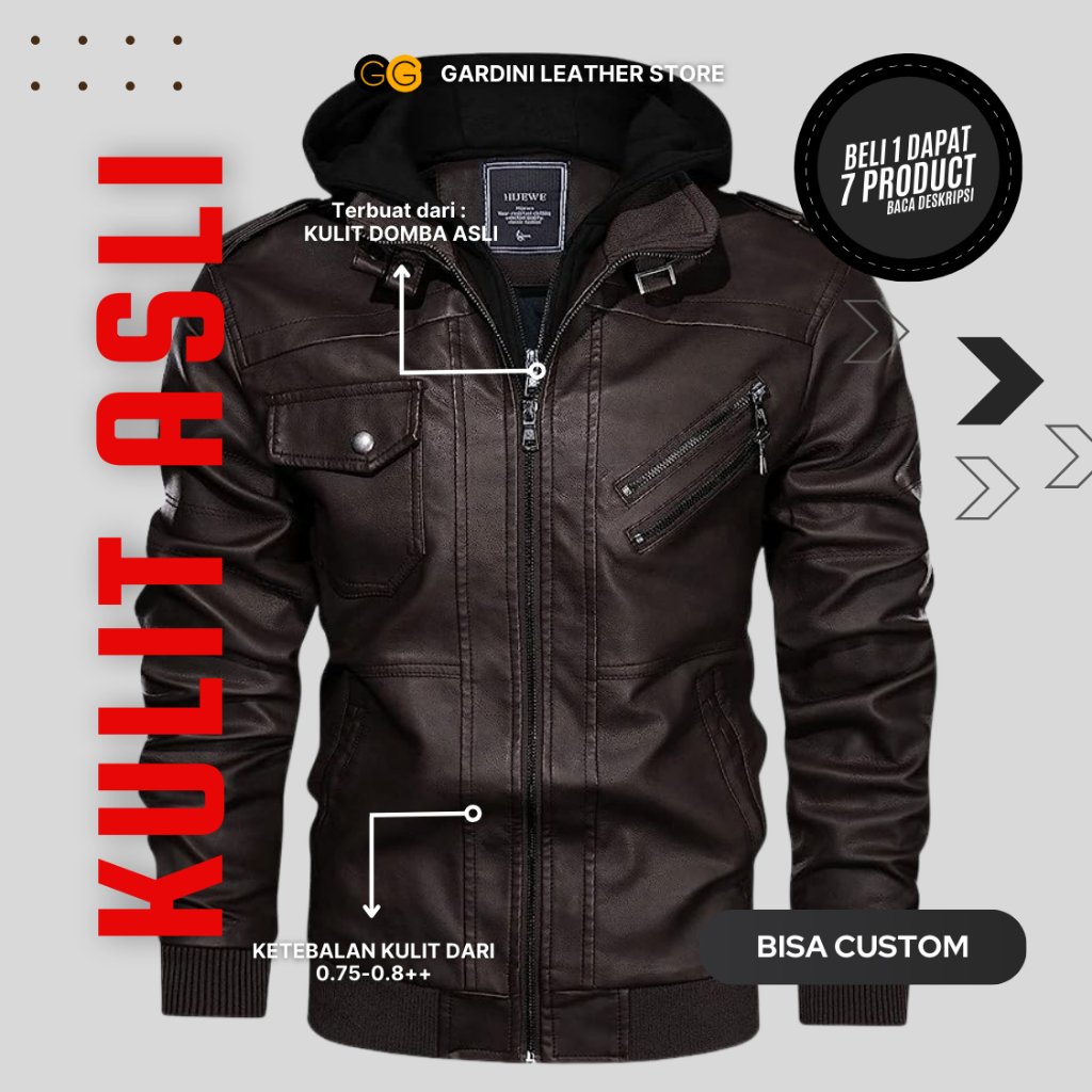 Jual LEATHER JACKET BLACK MOTORCYCLE JAKET KULIT PRIA ASLI ORIGINAL 100 ...
