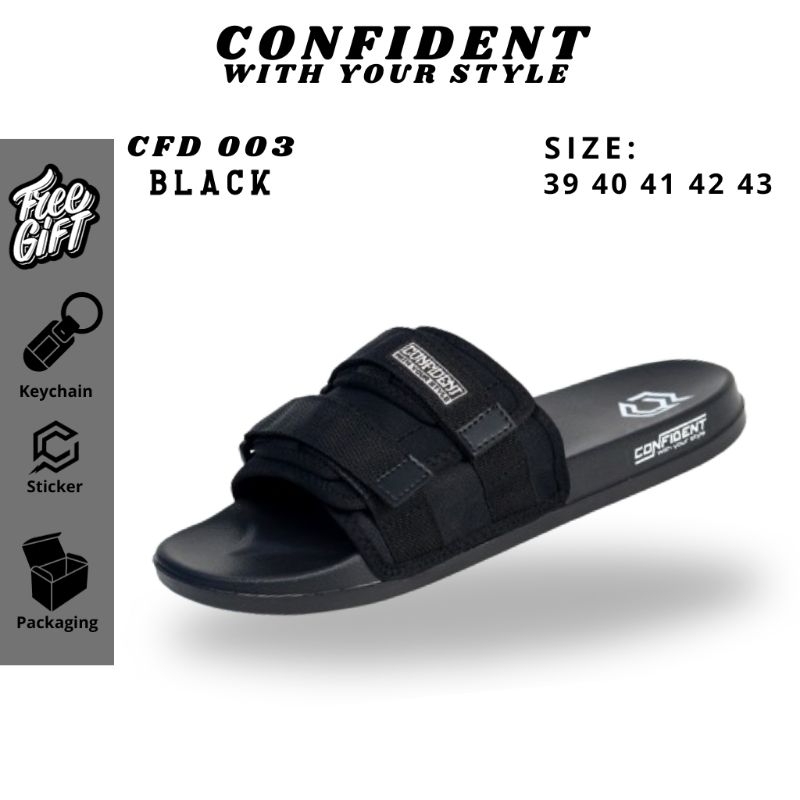 Jual CONFIDENT - CFD 003 BLACK - Sendal Slide Pria | Sandal Slip On ...